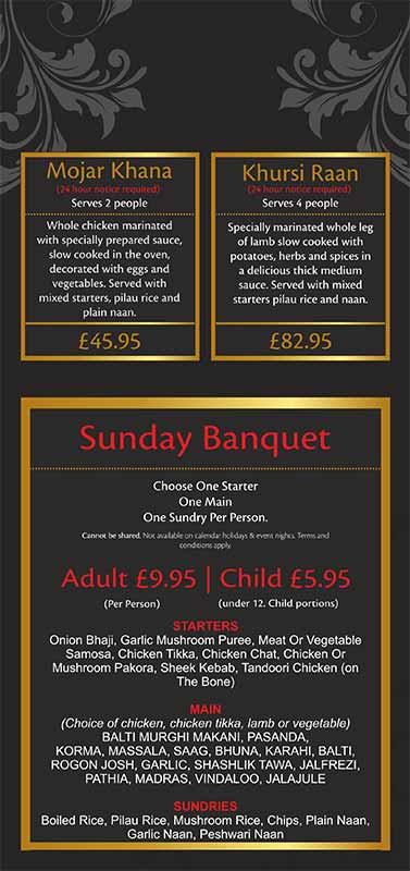 Menu - The Raj Wigan