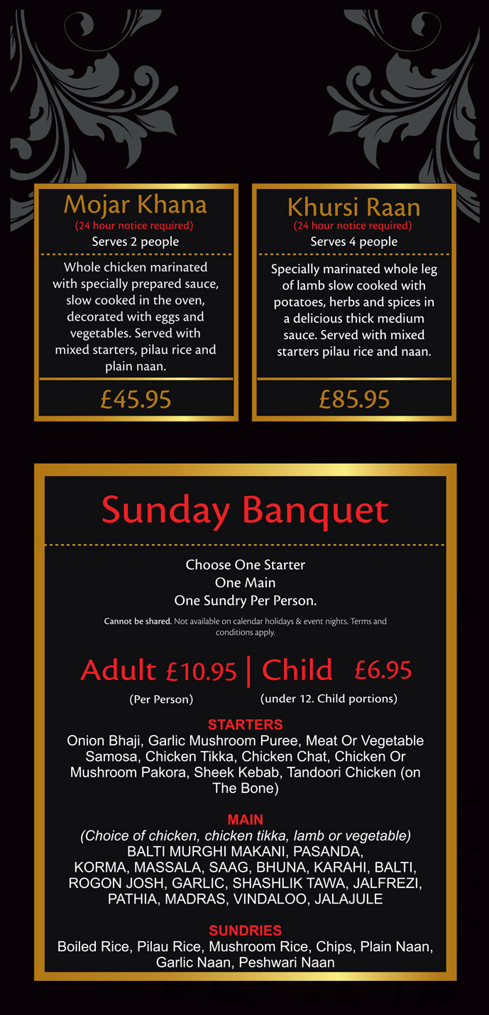 Menu - The Raj Wigan