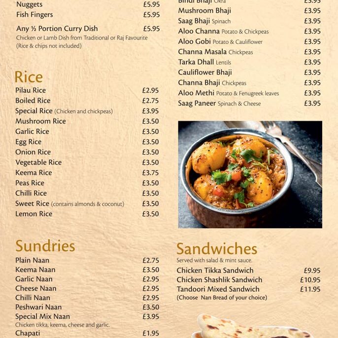 Menu - The Raj Wigan