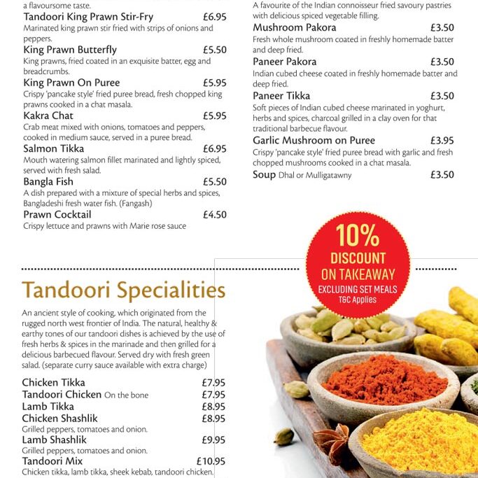 Menu - The Raj Wigan