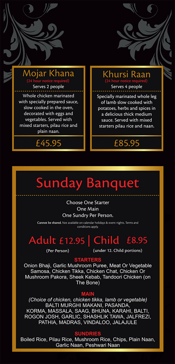 Menu - The Raj Wigan